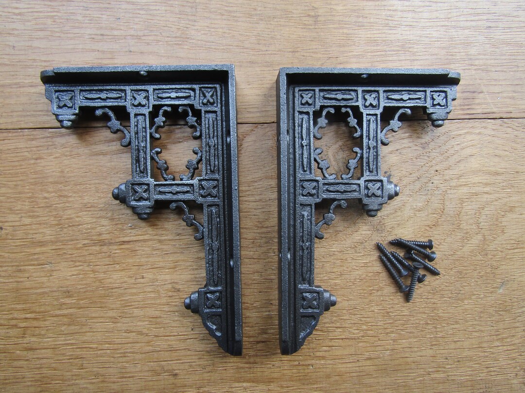 Rustic Iron Shelf Brackets Shelving Scaffold Victorian Decorative ...