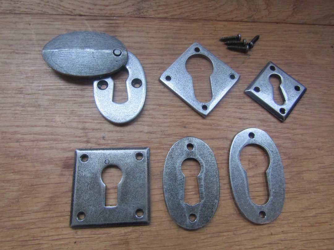 Cast Iron PEWTER KEYHOLE Cover Blacksmith Escutcheon Key Hole Plate ...