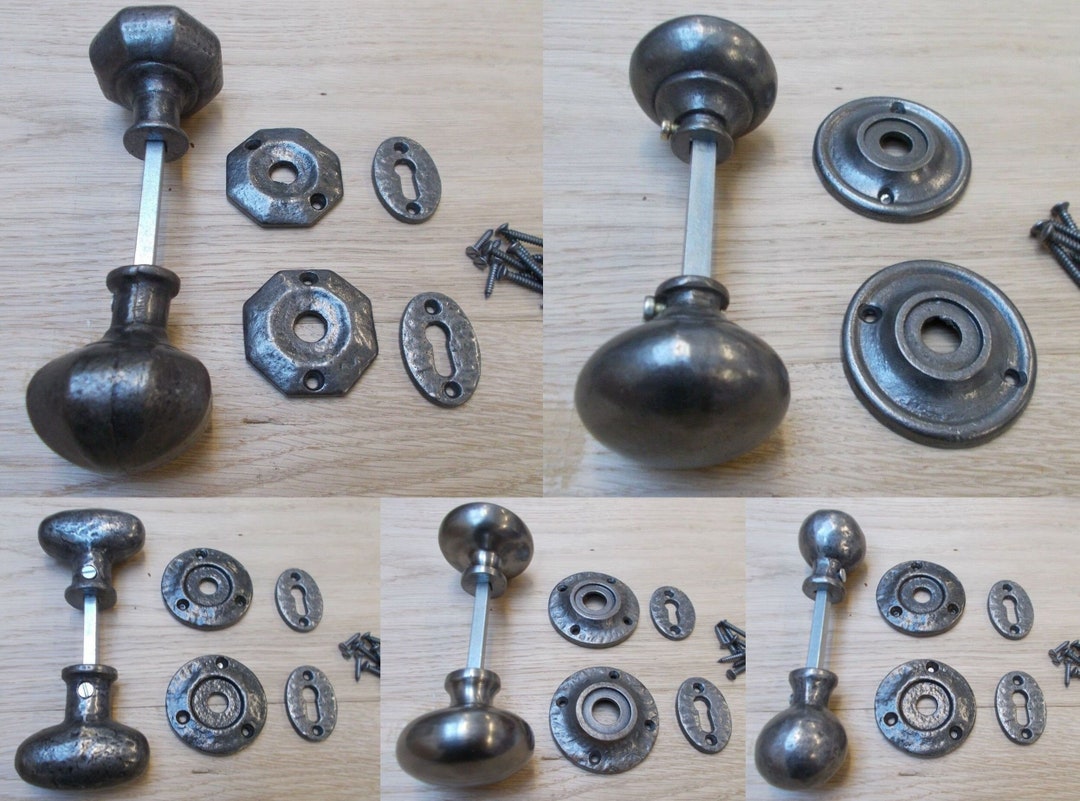 Cast Iron Rustic Antique Iron RIM DOOR KNOBS Old Vintage Retro Vintage ...