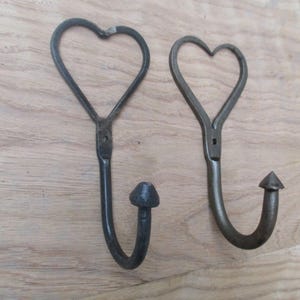 Rustic Iron Hook HEART SHAKER STYLE Hand Forged Wrought Iron Blacksmith ...