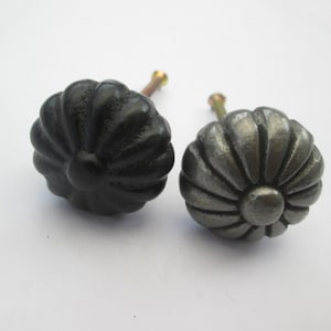 Cast Iron Rustic RIDGED Cup Handle Knob Vintage Cabinet Handle Cupboard ...