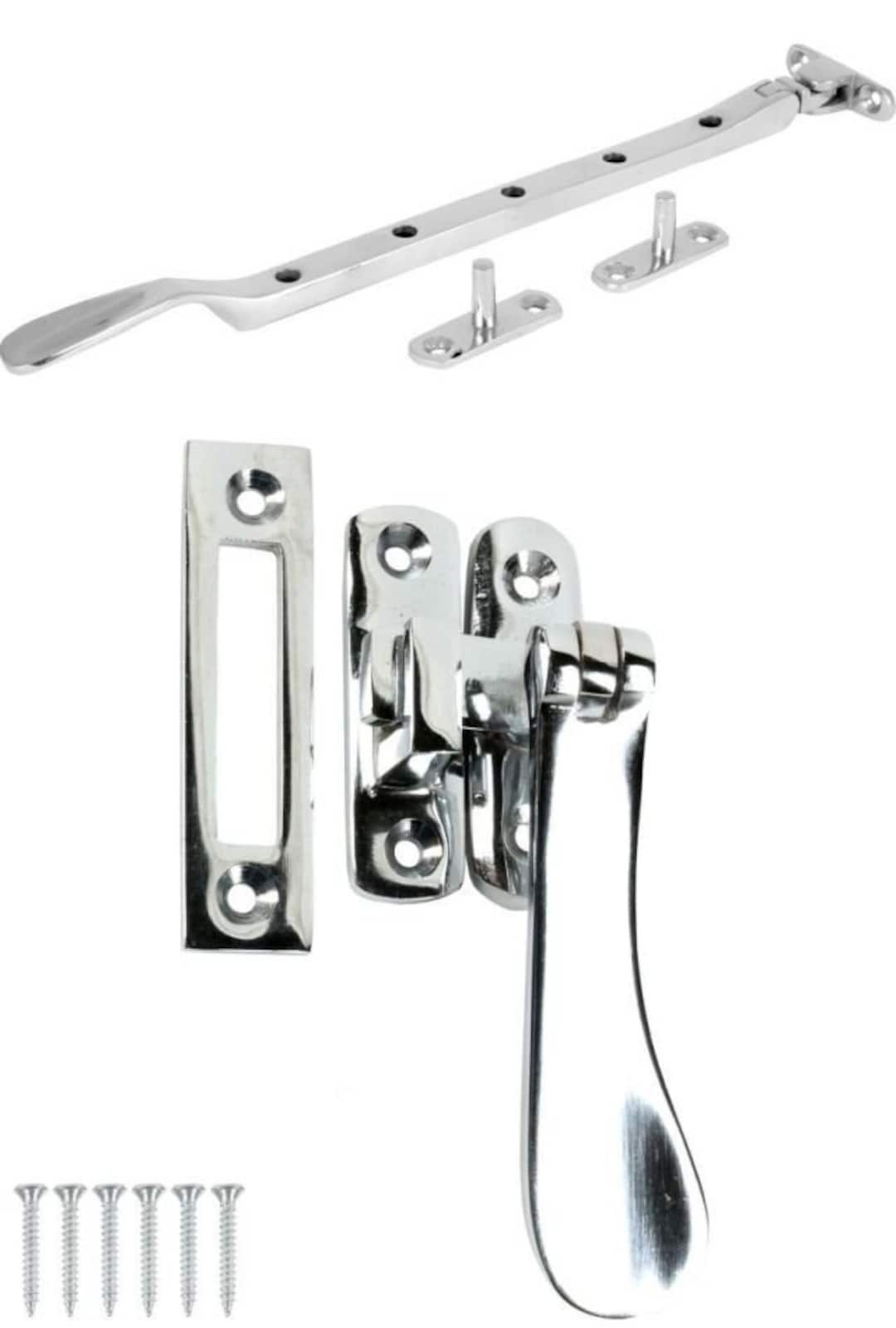WINDOW Fastener/stay/arm -POLISHED CHROME Old Victorian Style Window ...