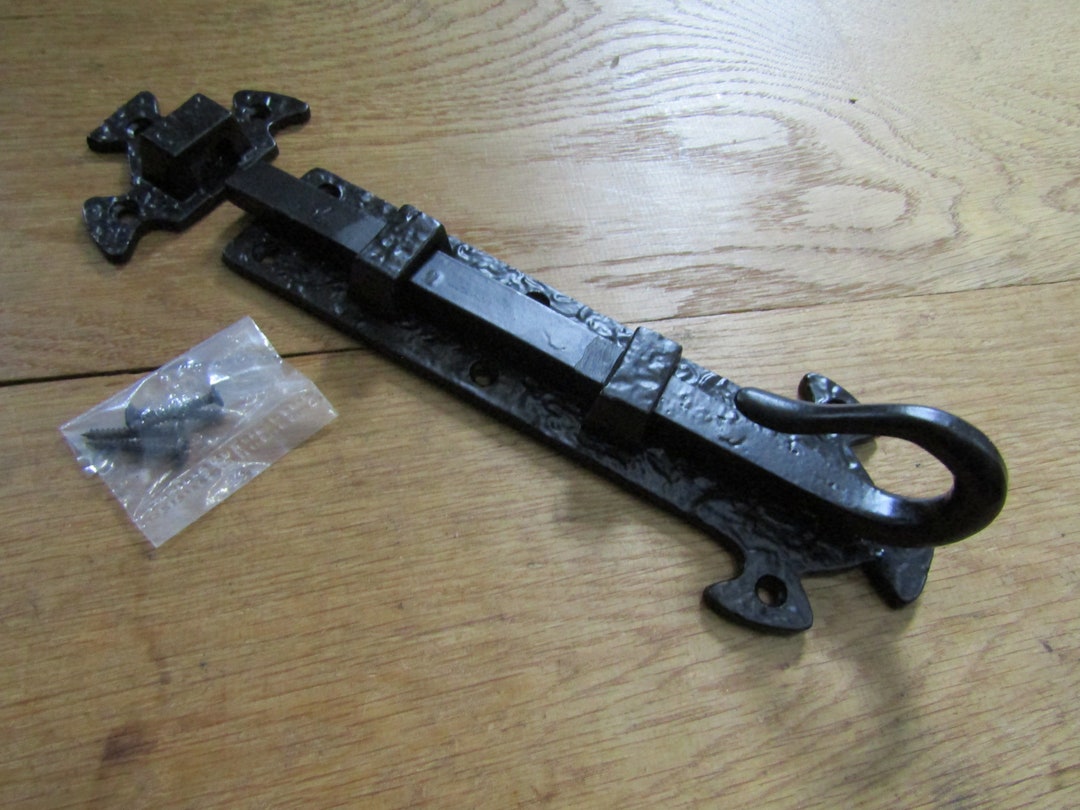 Rustic Iron Door Bolt OLDHILL SHEPHERS CROOK Tower Bolt Traditional ...