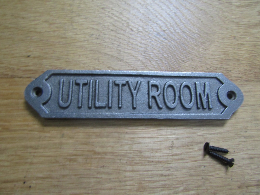 Rustic Iron UTILITY ROOM Cast Iron Vintage Sign Wall Door Decor Plaque ...