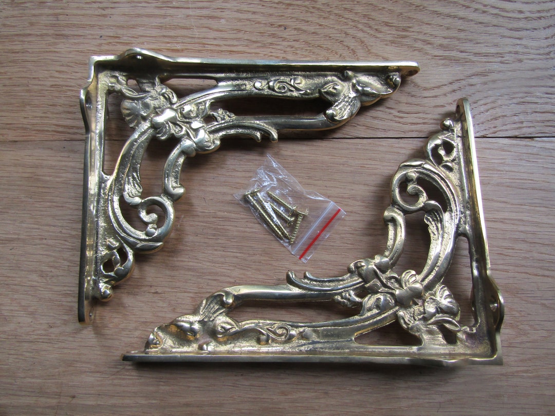 Rustic Vintage Shelf Brackets SOLID BRASS Scaffold Retro Victorian ...