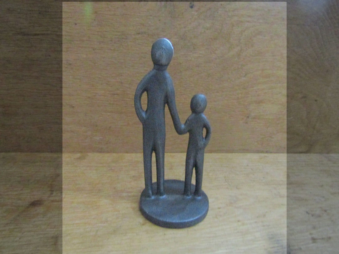 Rustic PAPERWEIGHT Cast Iron Vintage MAN & BOY Old Style Office Desk ...