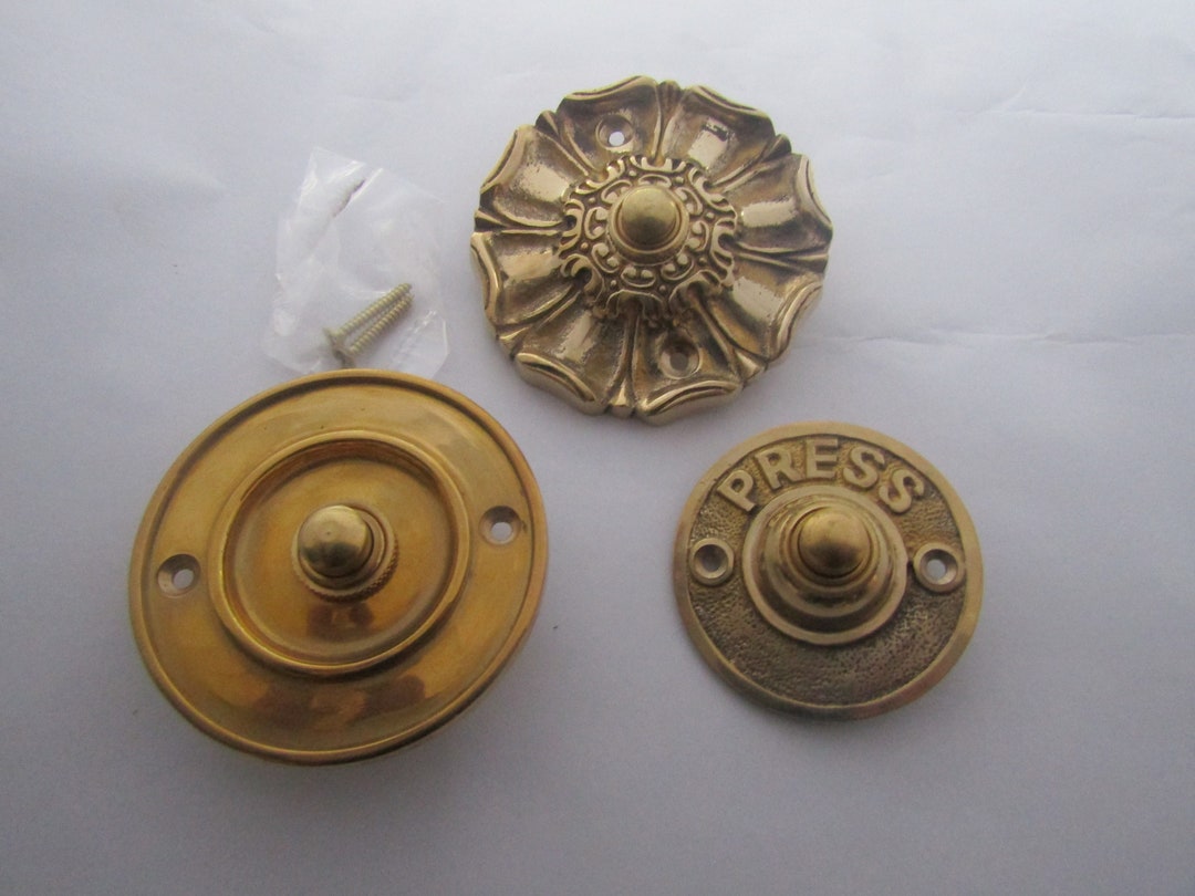 SOLID BRASS Rustic Door Bell Push Vintage Old Victorian Style Antique ...