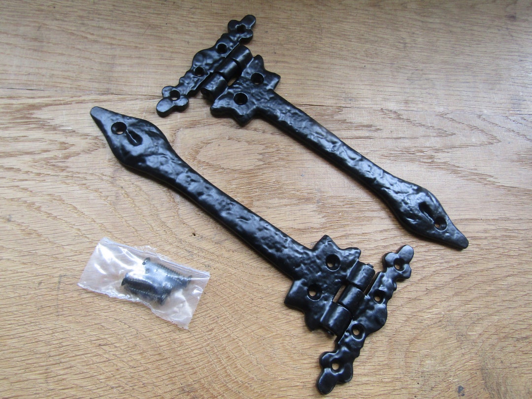 Rustic Antique Door Hinges Cast Iron Traditional Old English Cottage ...