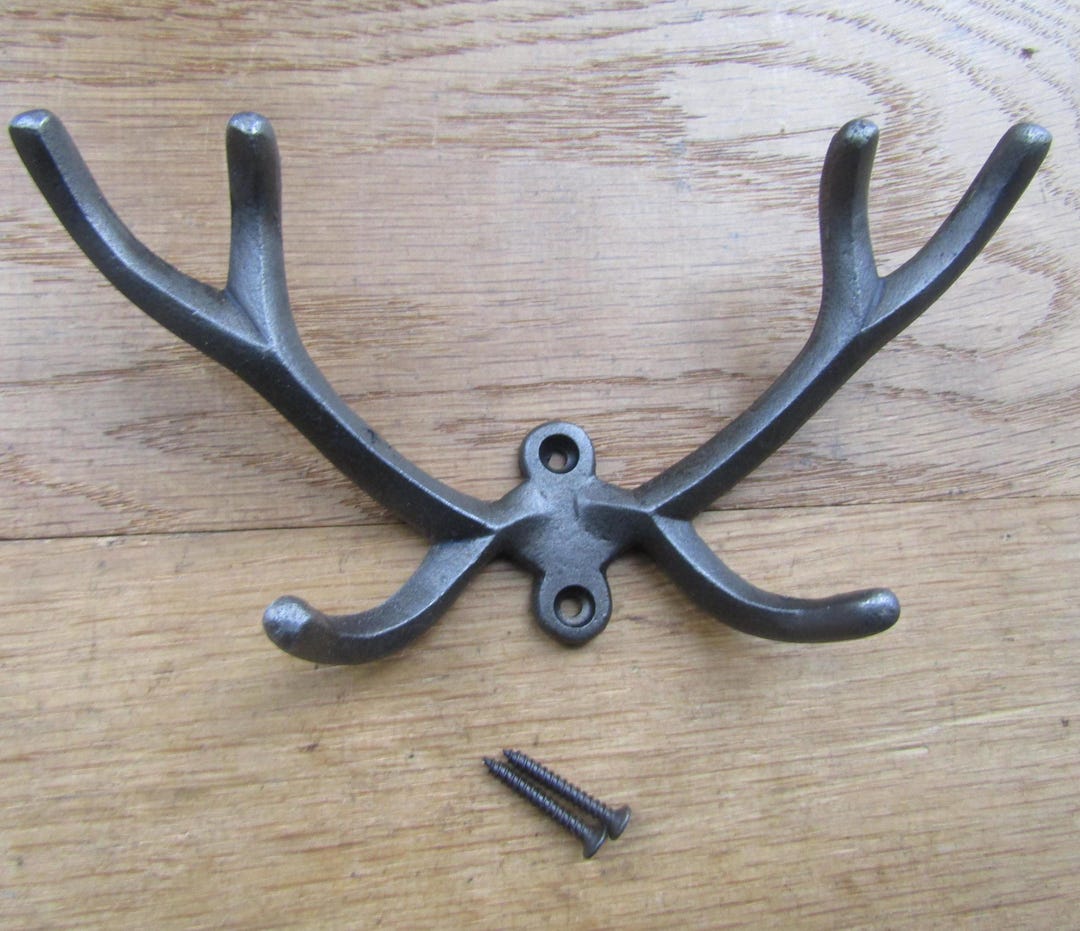 Rustic Iron Coat Hook Hallway Vintage Retro Hanger Peg Vintage Cast ...