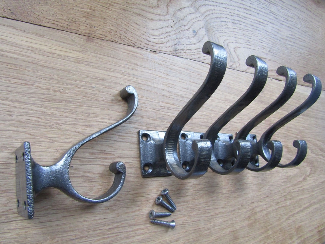 Iron Rustic Coat Hook Antique Vintage Old Style Victorian Ornate Cast ...