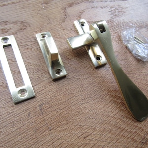 Rustic Window Stay Fastener SOLID BRASS VICTORIAN Vintage Old English ...