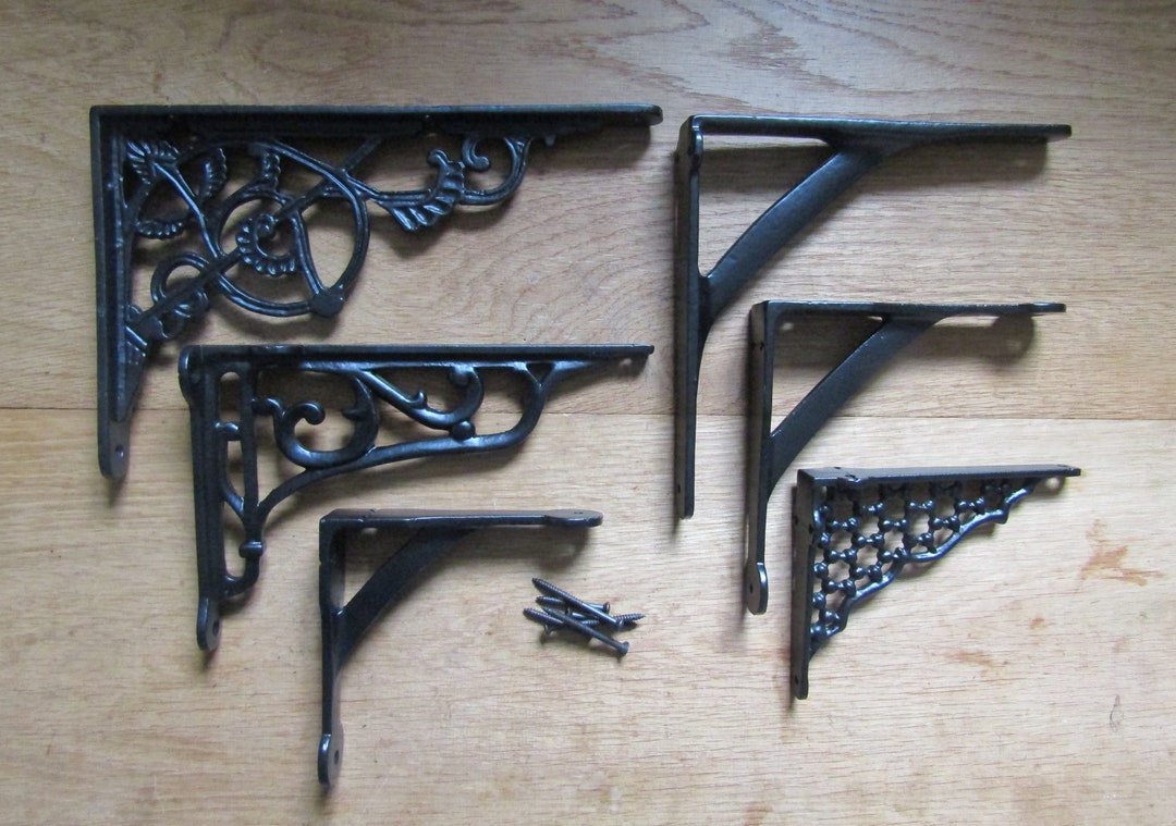 SINGLE Cast Iron Rustic Vintage Victorian Fancy Scaffold Shelf Brackets ...