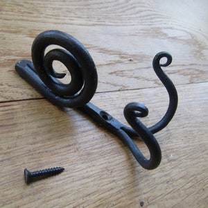BLACKSMITH Rustic Iron Hook Hand Forged Wrought Iron Robe Coat Kitchen ...
