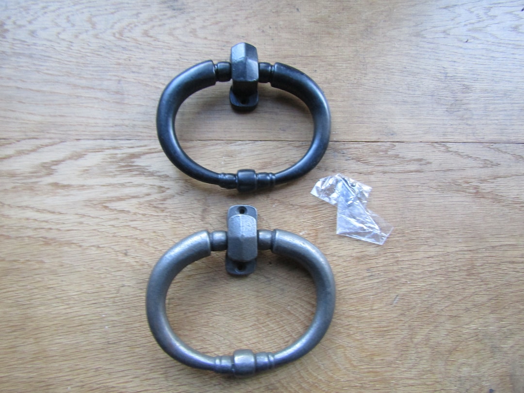 Rustic Iron RING PULL Handle Cast Iron Old Vintage Style Country Door ...