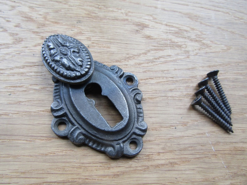 Rustic KEYHOLE Cover Escutcheon Key Hole Plate Covered Cast Iron ...
