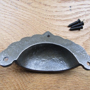 Rustic Iron CUP SHELL Handle Cabinet Handles Vintage Cabinet Ornate ...