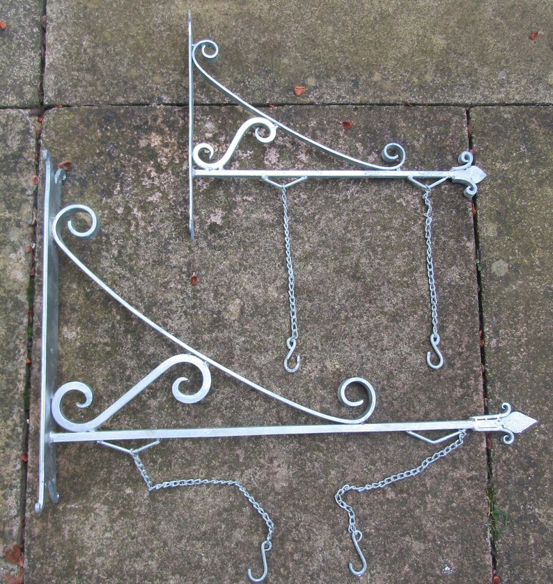 HAND FORGED Iron Blacksmith Sign Board Hanging Bracket Shop Sign House ...