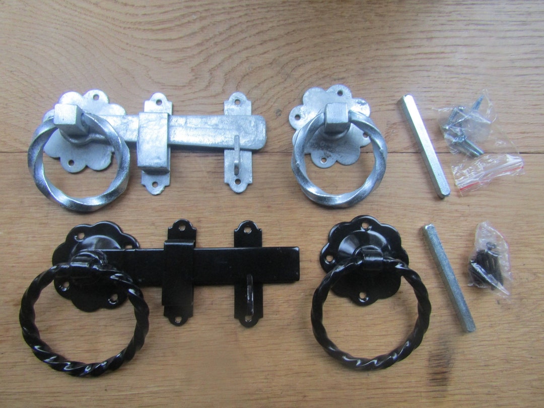 TWISTED RING LATCH Catch Lock Cottage Door Shed Garden Gate Black ...
