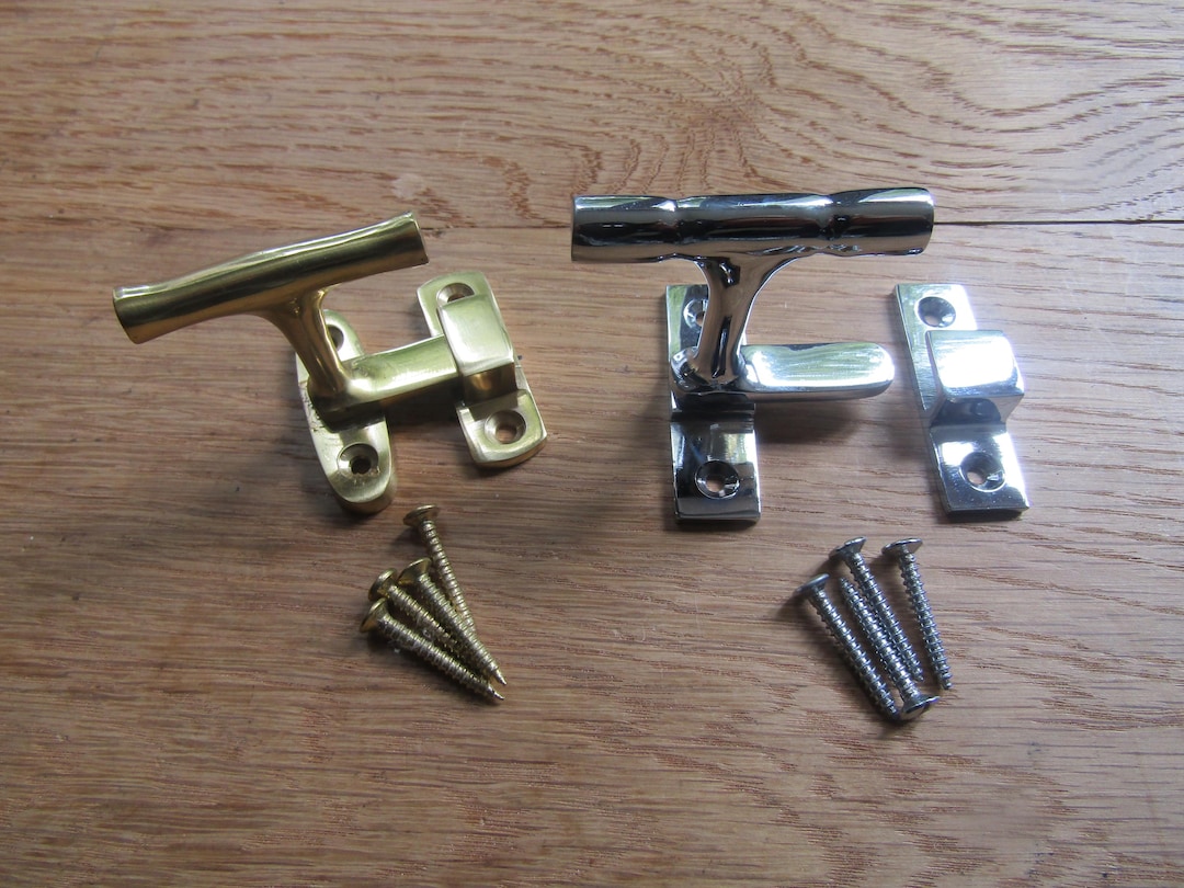 Vintage Retro Old Showcase SOLID BRASS Cupboard Turn Latch Catch Knob ...