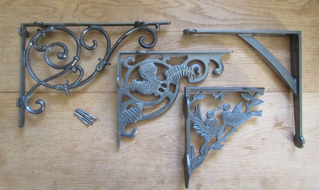 SINGLE Cast Iron Rustic Vintage Victorian Fancy Scaffold Shelf Brackets ...