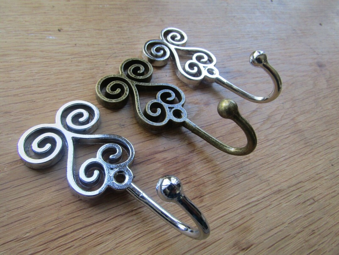 Pair of ASTRID Curtain Valance Drape Tie Back Hooks Hold Backs Metal ...