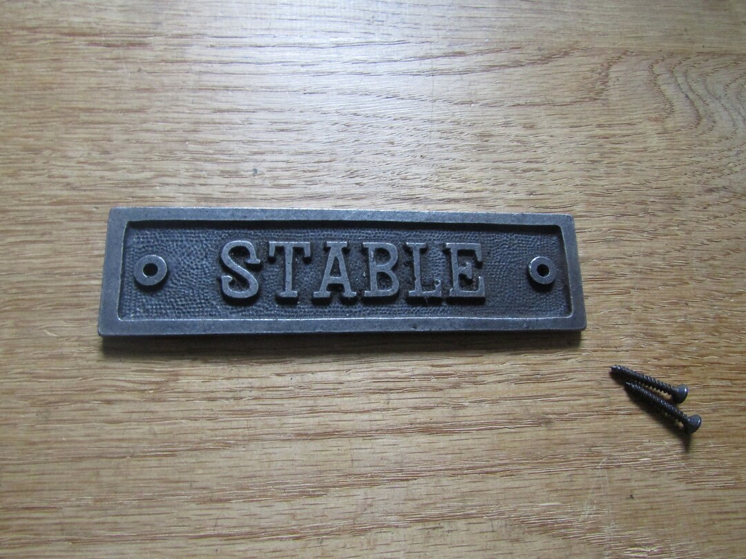 STABLE Solid Cast Iron Vintage Rustic Plaque Sign Notice Plate Wall ...