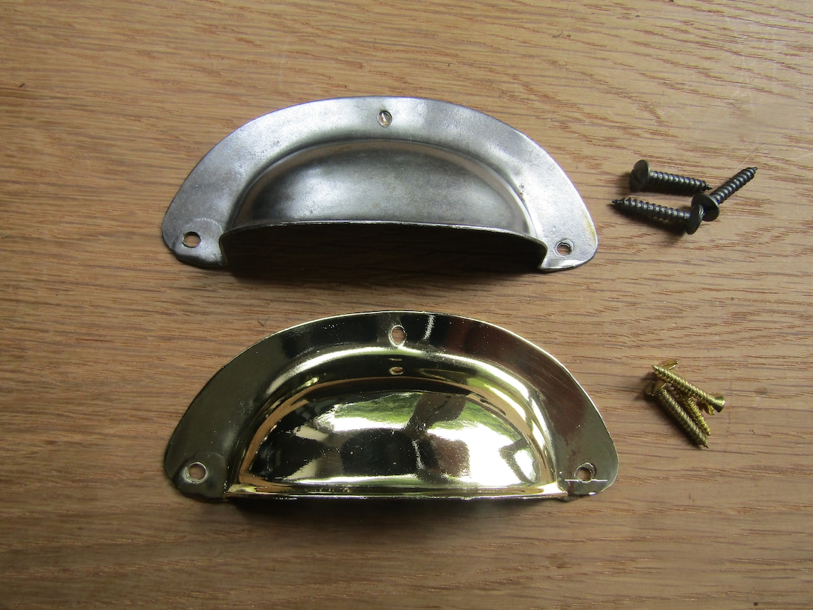 Retro Rustic Shell Handle Cupped Cup Pull Drawer Antique Vintage ...