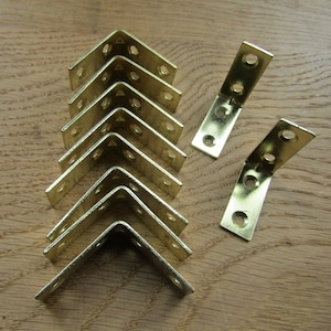 Electro Brass Plated CORNER BRACE ANGLE Bracket Repair Bracket Plate ...