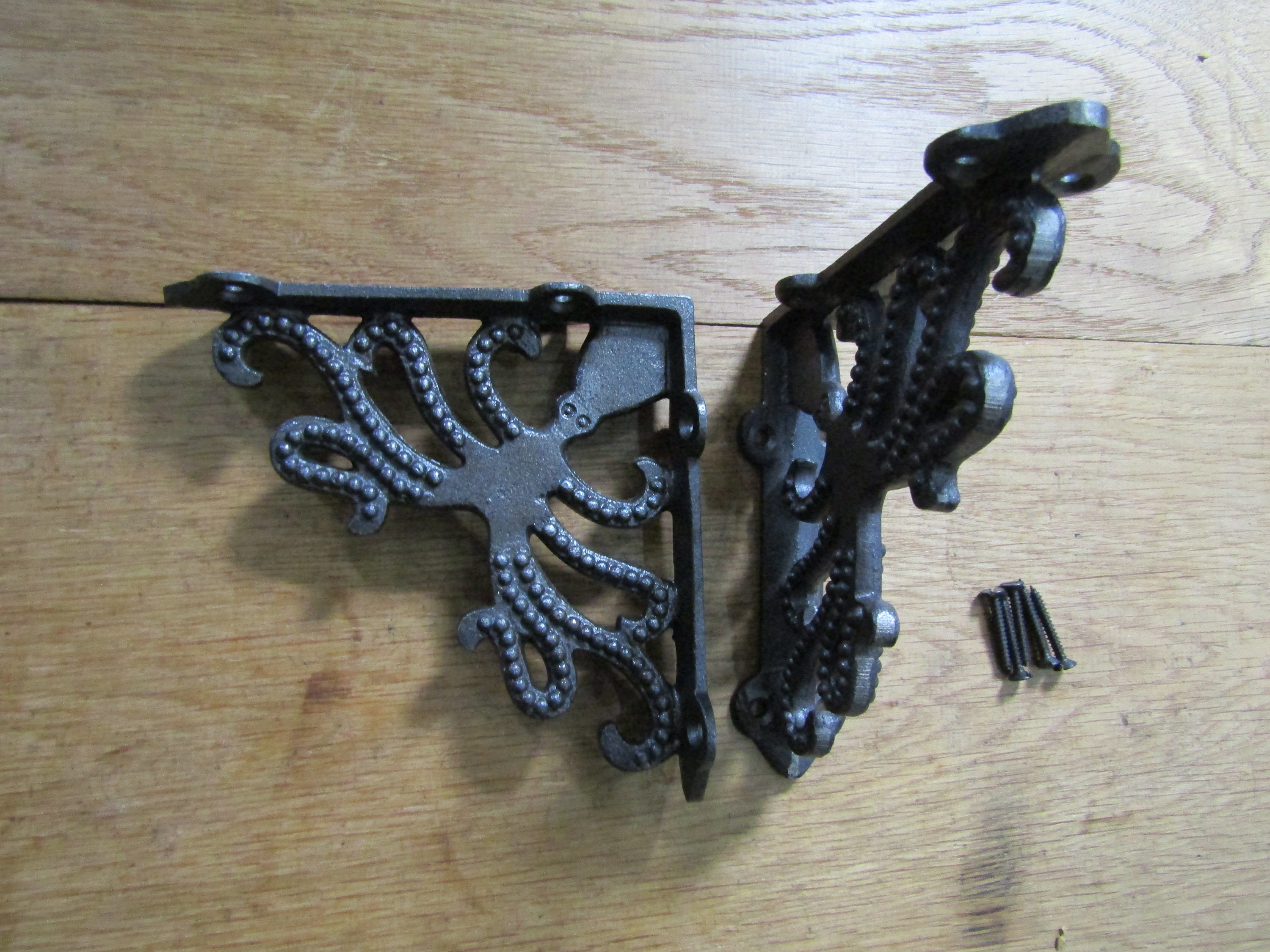 PAIR of Rustic Shelf Brackets OCTOPUS Cast Iron Decorative - Etsy