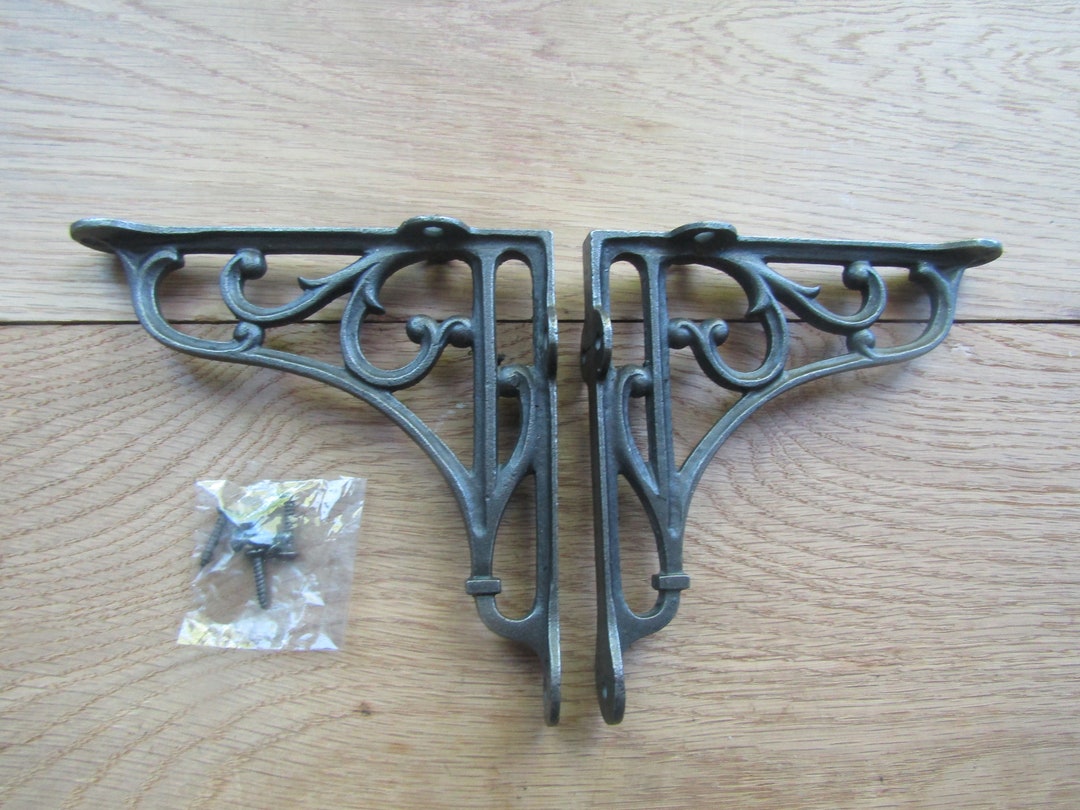PAIR of Rustic Iron Shelf Brackets Scaffold Antique Vintage Style ...