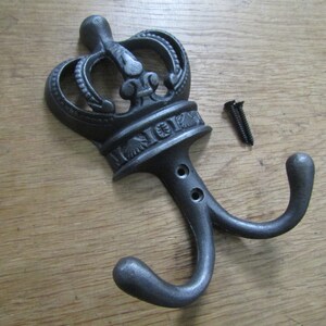 Rustic CROWN KING/QUEEN Hook Cast Iron Vintage Old English Hanger ...