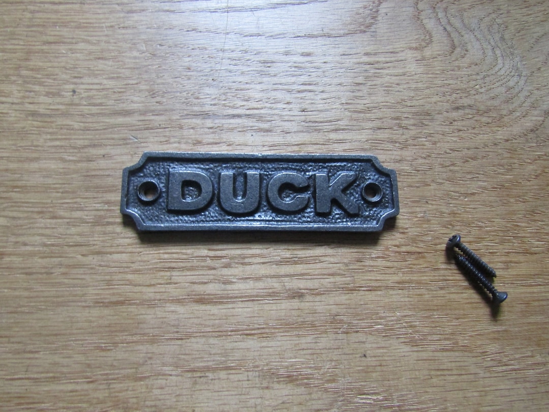 DUCK Solid Cast Iron Vintage Rustic Plaque Sign Notice Plate Wall Door ...