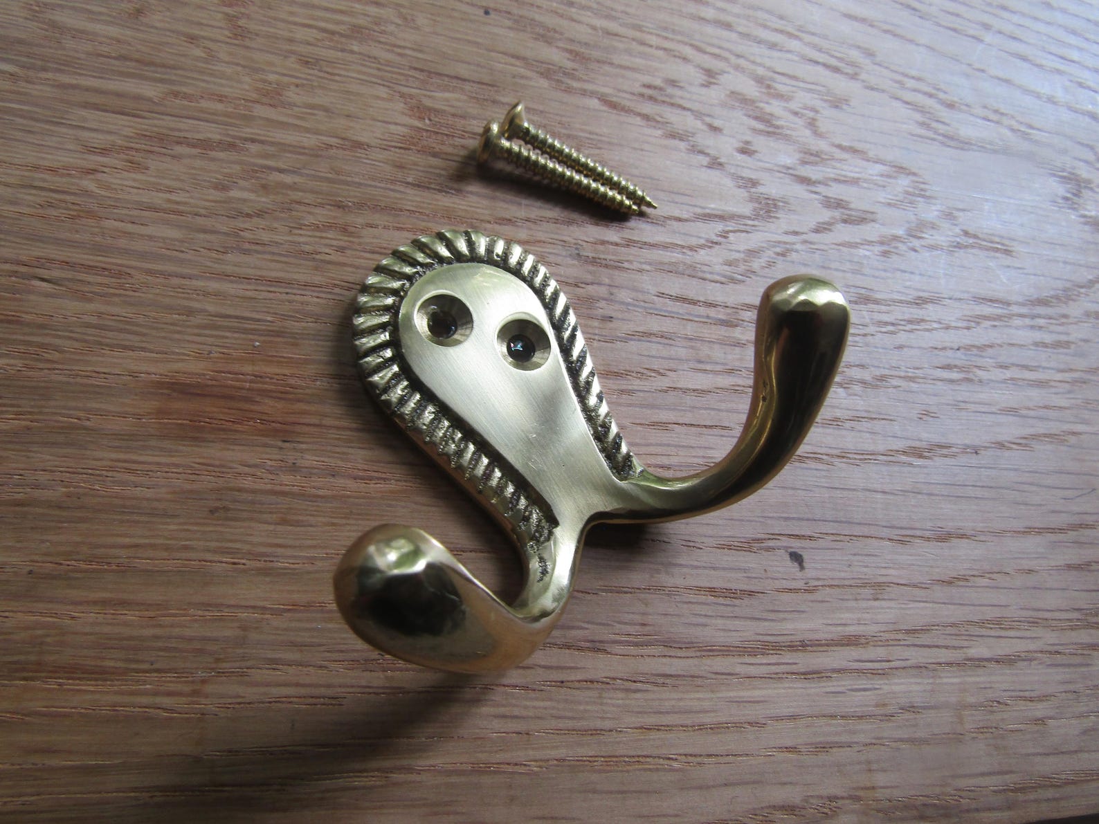 Georgian Vintage Hook Rustic Double Robe Hooks Old English SOLID BRASS ...