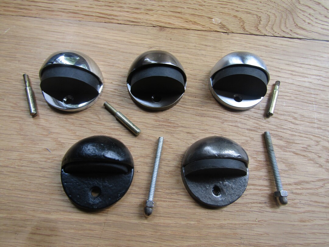 DOOR STOP STOPPER Floor Mounted Half Moon Round Pattern Rubber Bumper ...