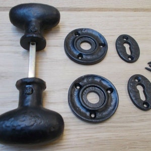 Cast Iron Rustic Black Antique RIM DOOR KNOBS Old Vintage Retro Vintage Style Lever Latch ...