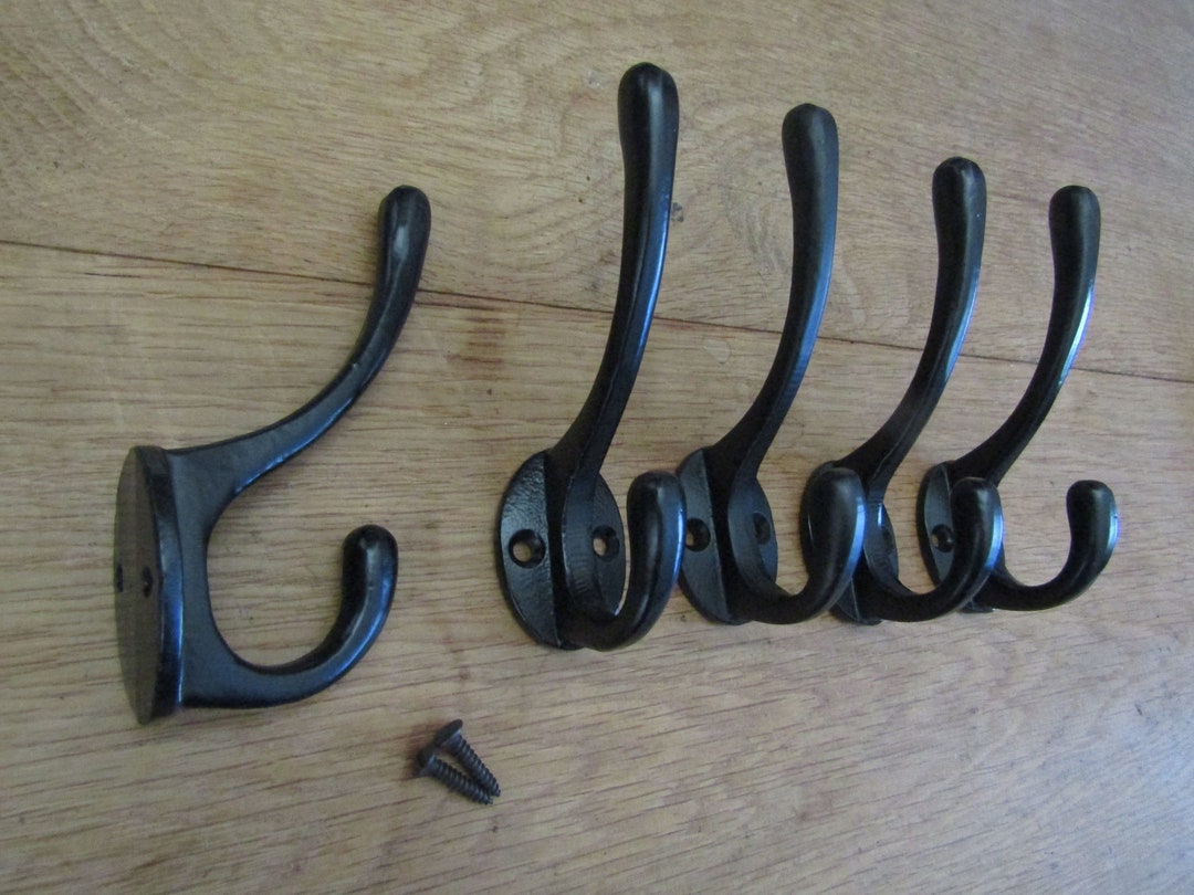 Black Antique INDUSTRIAL COAT HOOKS Vintage Retro Rustic Traditional ...