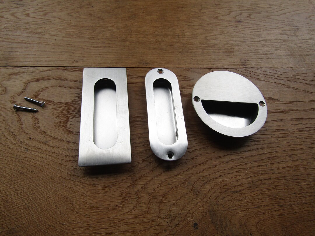 SATIN STEEL Recessed Inset Flush Handle Door Pull Handle Sliding Door ...