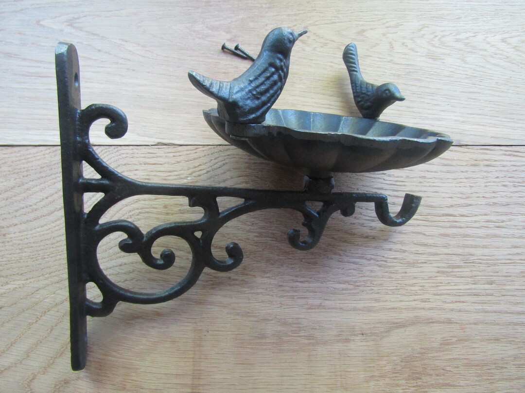 Decorative Hook Bracket Cast Iron Porch Garden Bird Feeder Bath Rustic ...