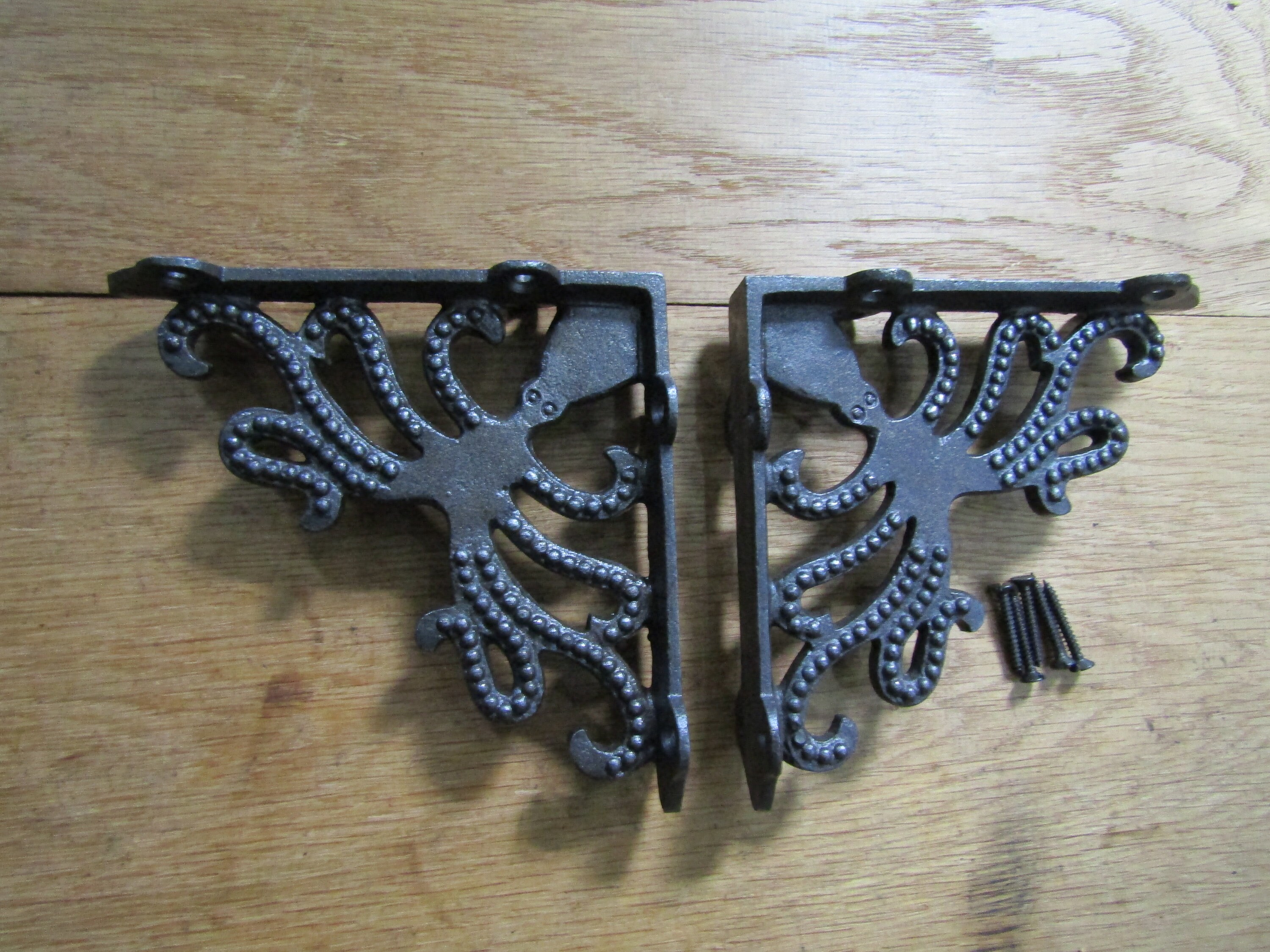 PAIR of Rustic Shelf Brackets OCTOPUS Cast Iron Decorative - Etsy