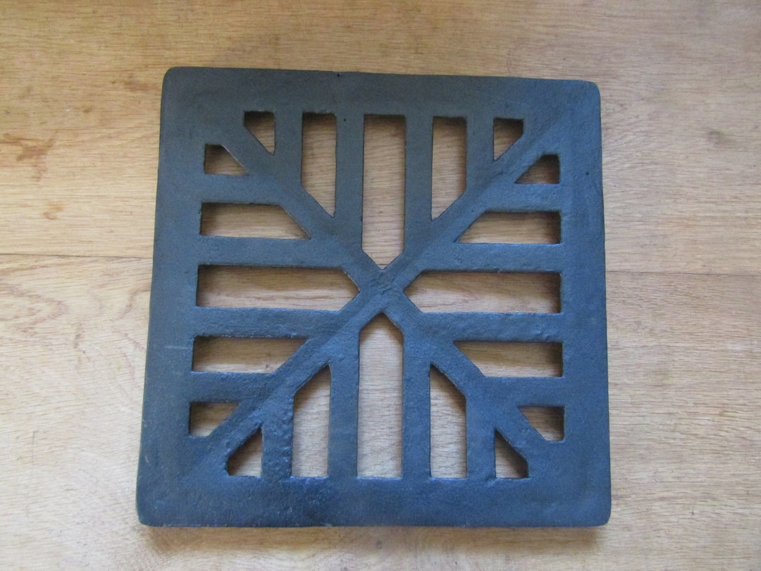 12" SQUARE Heavy Slanted Flat Cast Iron Gully Grid Driveway Drain Cover ...