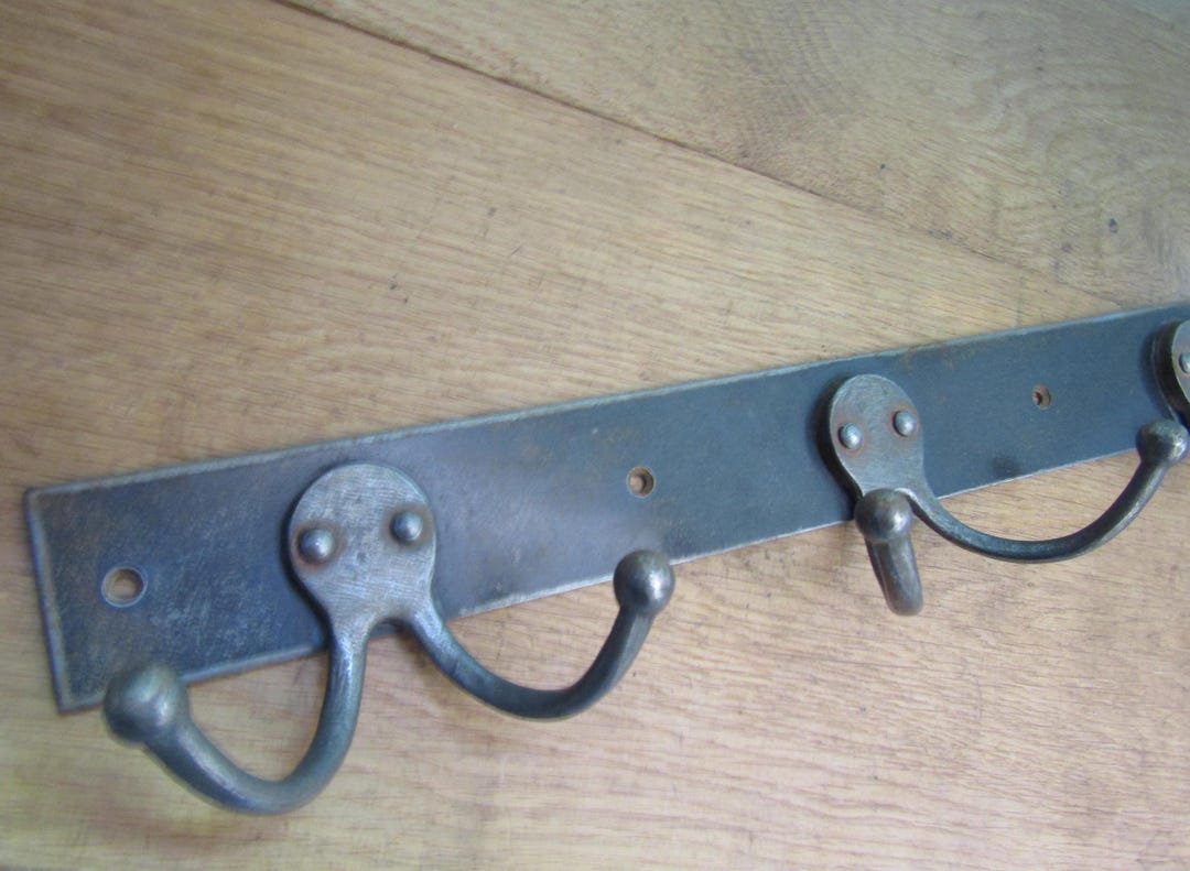 Vintage Industrial Metal Coat Hook Rail Rack Peg Hanger Antique Iron ...