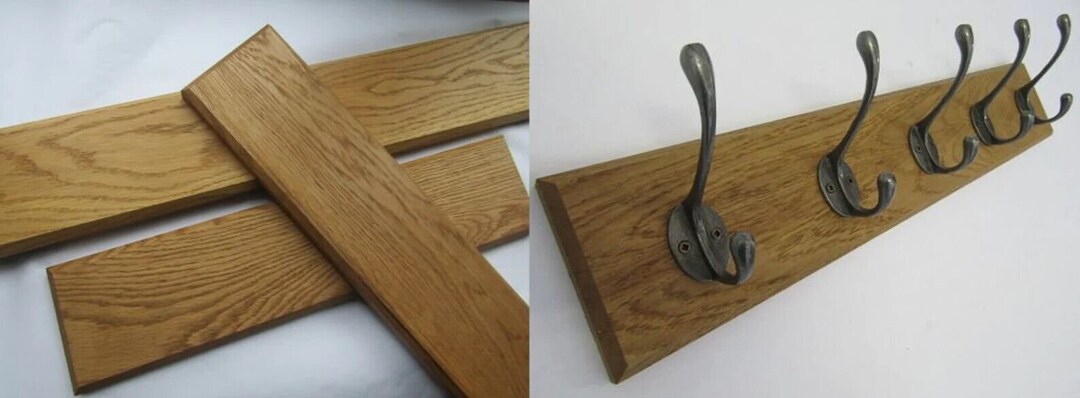 SOLID OAK Coat Rail Rack Plank Wood Plate Plaque Handmade Wood Oak ...
