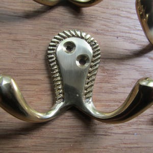 Georgian Vintage Hook Rustic Double Robe Hooks Old English SOLID BRASS Rope Edge Design Polished ...