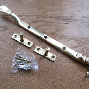 Rustic Window Stay Fastener SOLID BRASS VICTORIAN Vintage Old English ...