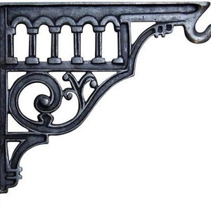 Rustic Iron Hook Bracket 10" HEAVY DUTY Ornate Decorative Cast Iron ...