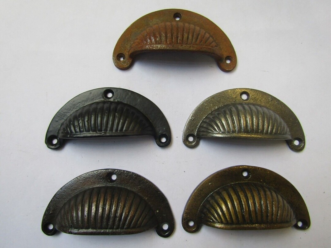 Cast Iron Rustic SUNRISE Cup Handle Vintage Cabinet Handle Cupboard ...
