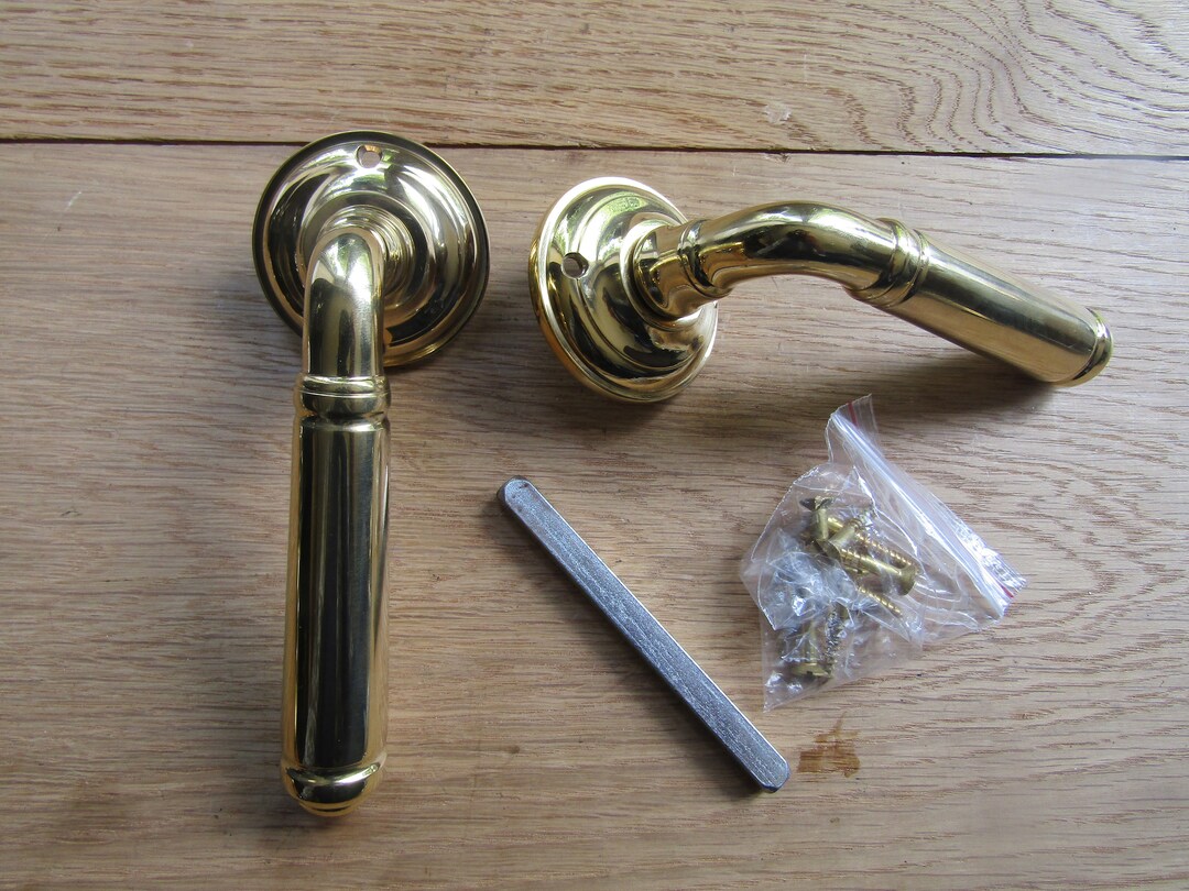 Victorian Style Door Handles Lever on Rose Door Pull Vintage Old ...