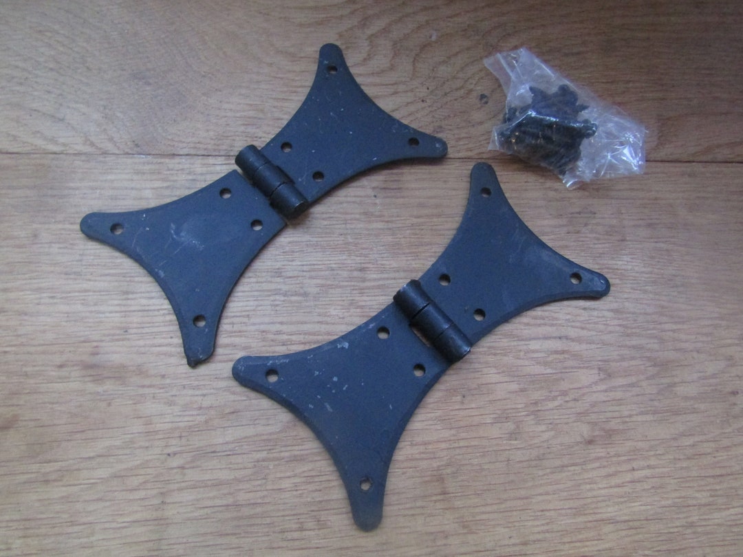 PAIR of BACKFLAP HINGES Hand Forged Wrought Iron Rustic Vintage Old ...