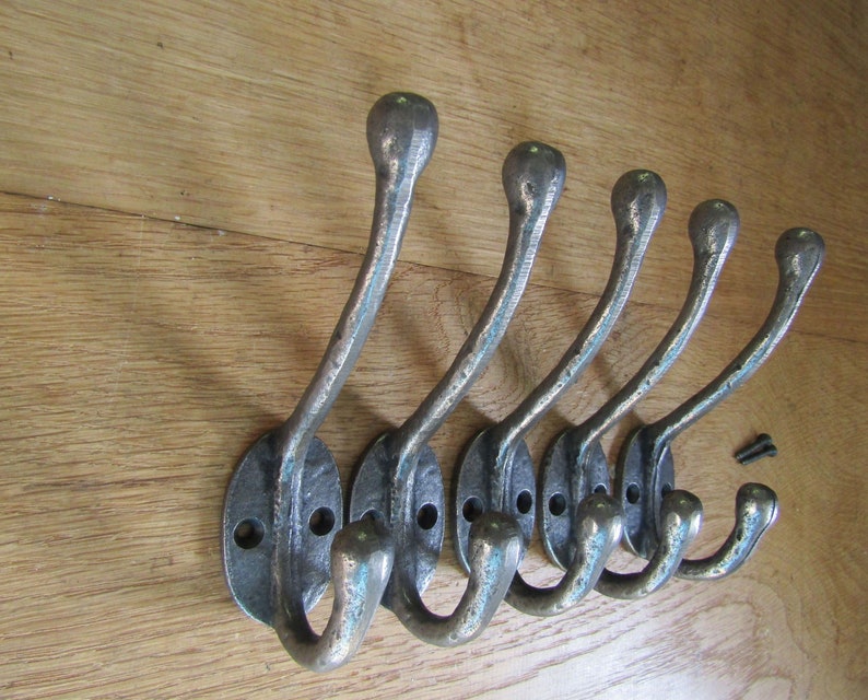PACK of 5 VICTORIAN TEXTURED Cast Iron Rustic Robe Hat and Coat Hooks ...