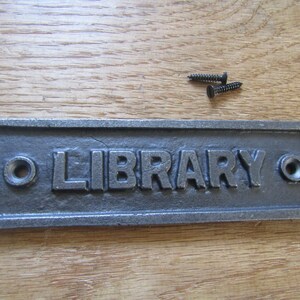 Rustic Iron Plaque LIBRARY Solid Cast Iron Vintage Rustic Plaque Sign ...